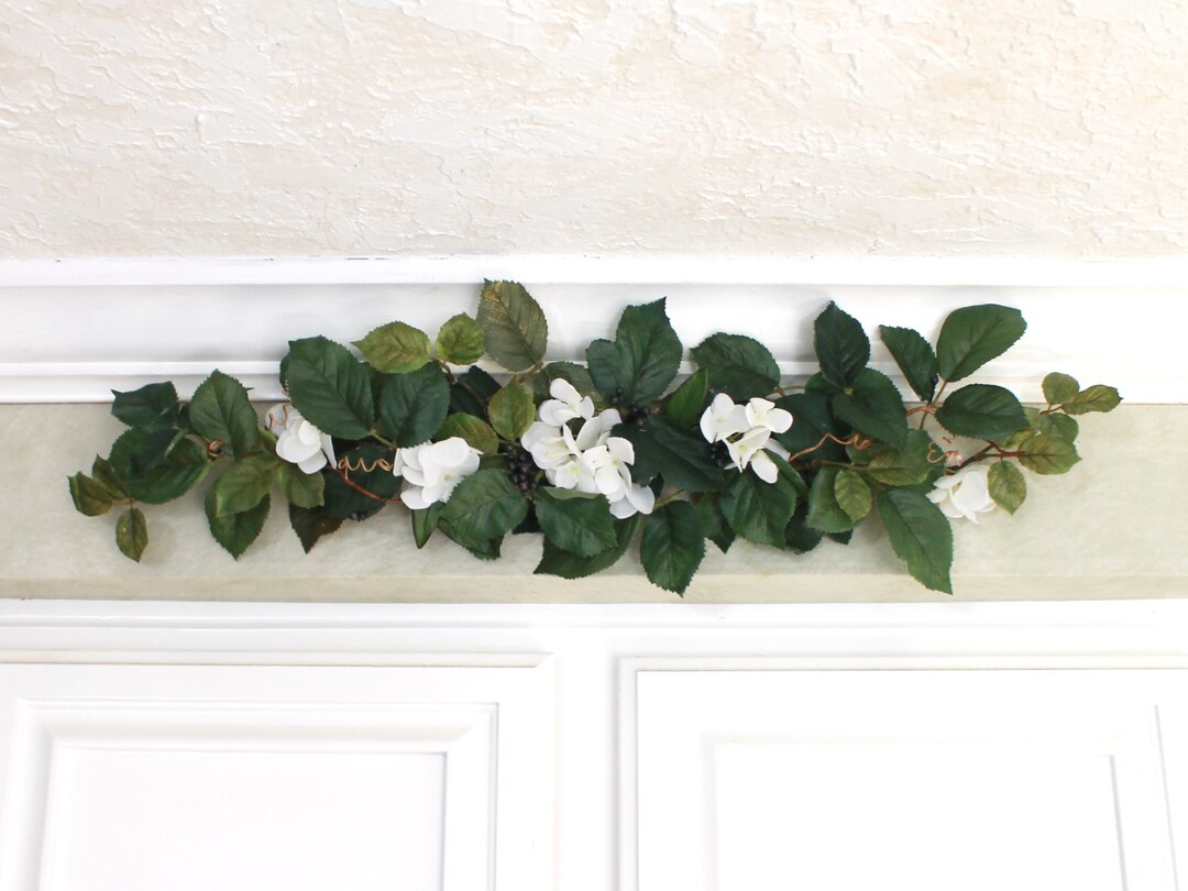 Silk Floral Festoon - Greenery | White Flowers | Blue Berries (F23-2 ...