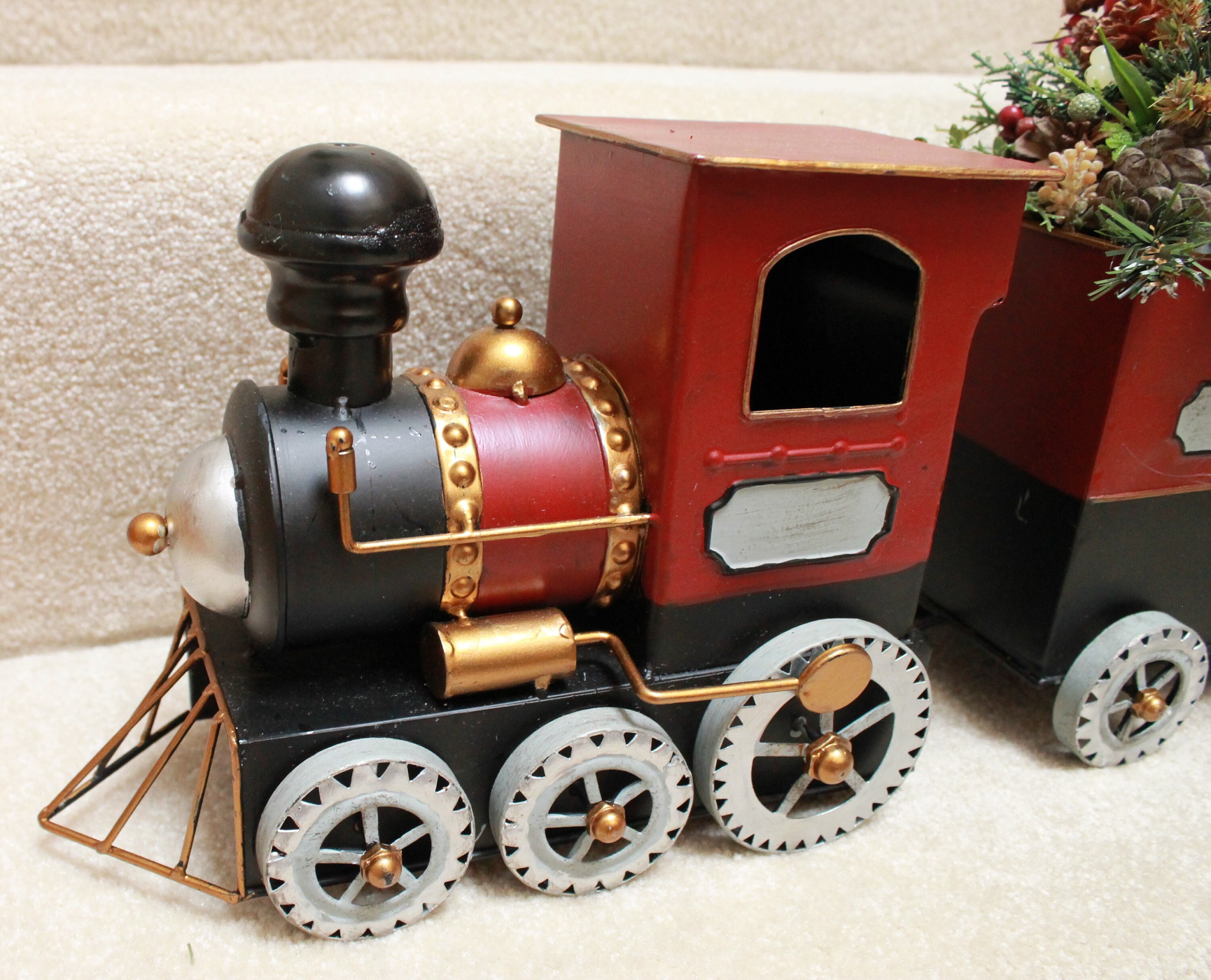 Holiday Train Decor With Artificial Christmas Trees 3 Piece | Etsy