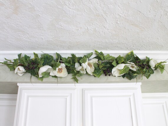 Silk Floral Festoon White Flowers w/ Purple Berries | Etsy