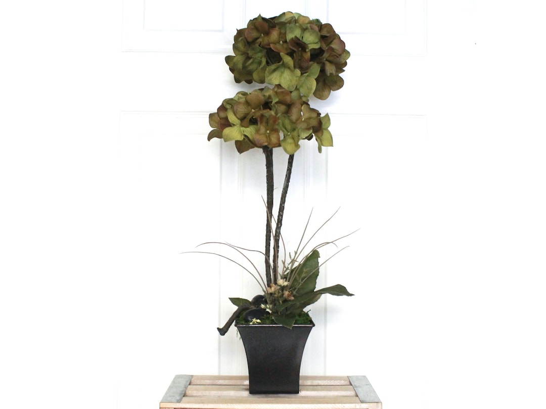 Silk Floral Arrangement - Olive Moss Green Hydrangea (A23-4) - Etsy