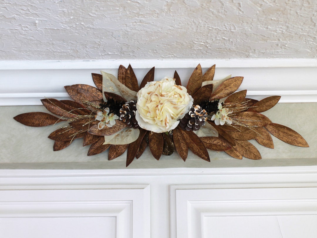 Silk Floral Holiday Festoon - Ivory | Pinecone | Gold (XF23-5) - Etsy