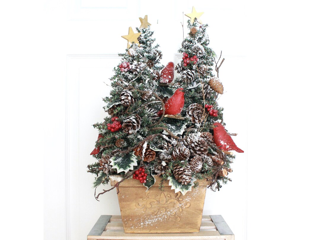 Artificial Tabletop Christmas Tree Arrangement - 5 Trees | Cardinals ...