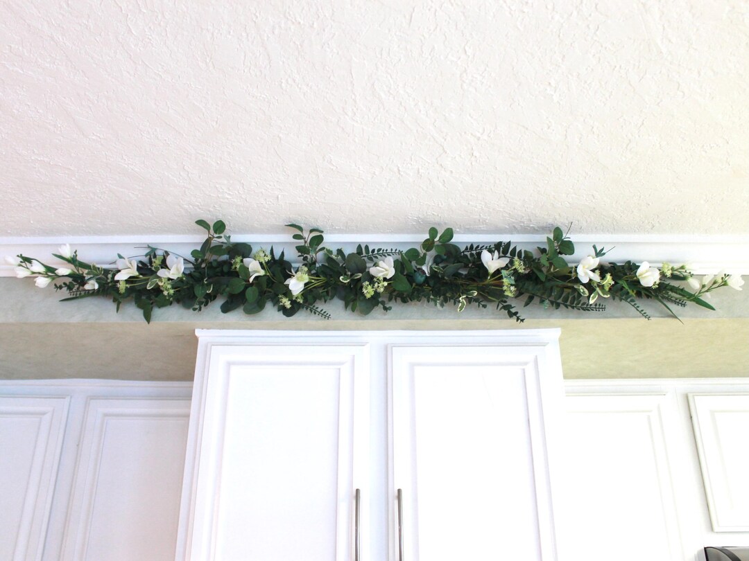 Silk Floral Festoon - White Flowers | Greenery (W25-10) - Etsy