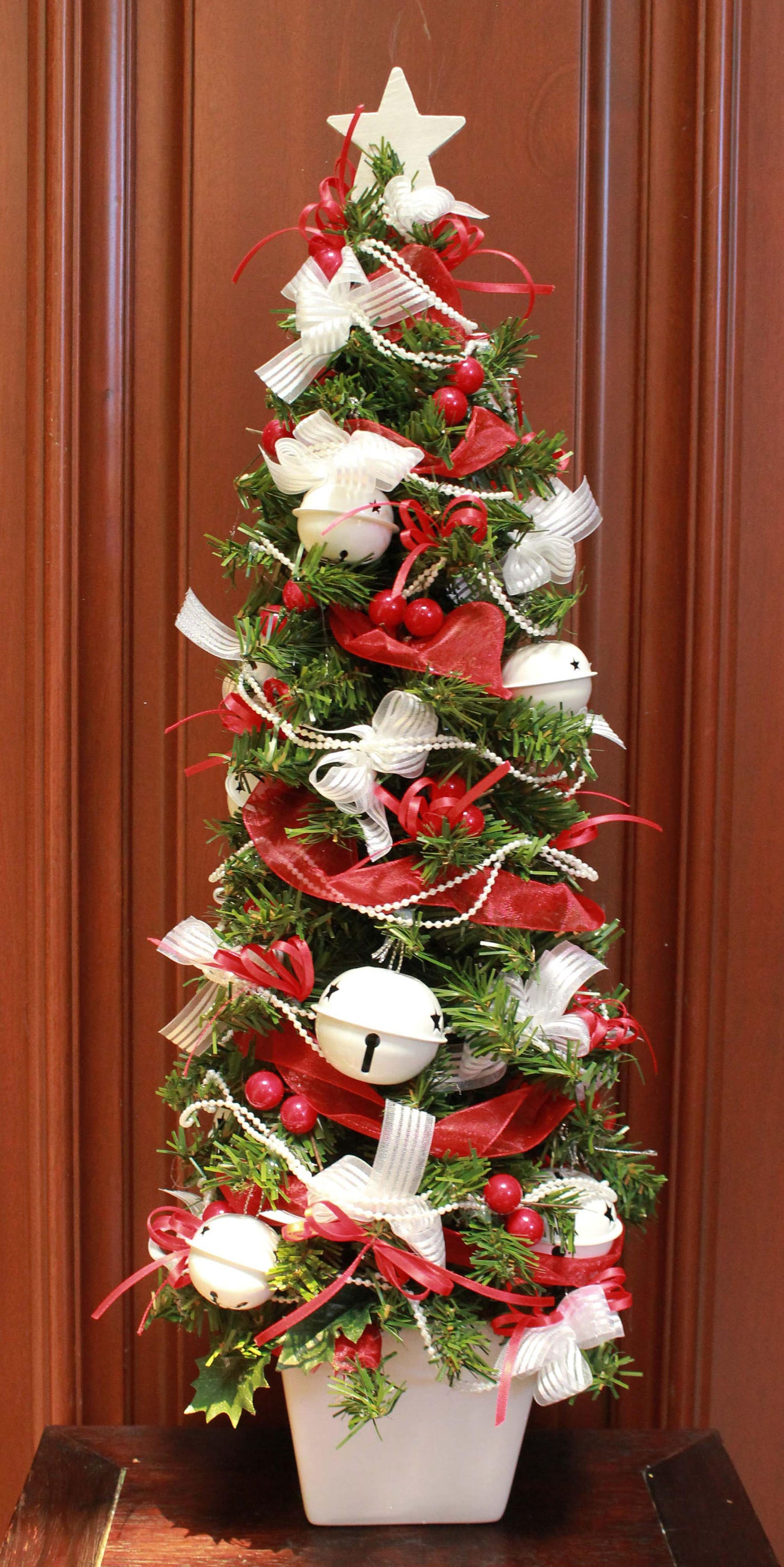 Tabletop Christmas Tree White & Red XT18-21 | Etsy
