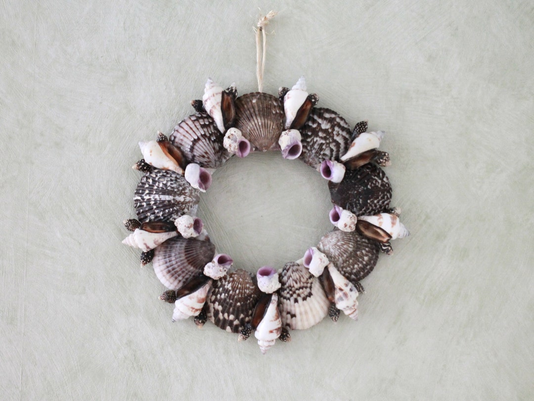 Extra Small Seashell Wreath Black White Purple S20-362 - Etsy