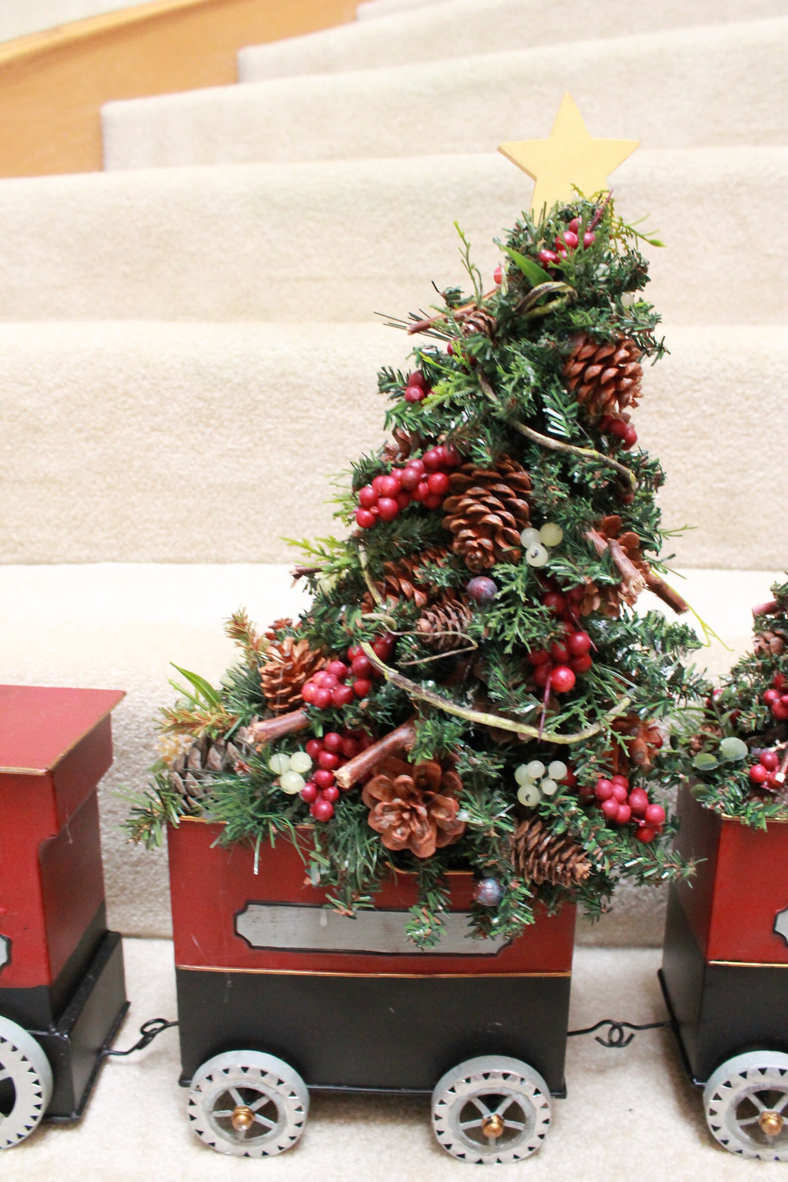 Holiday Train Decor With Artificial Christmas Trees 3 Piece - Etsy