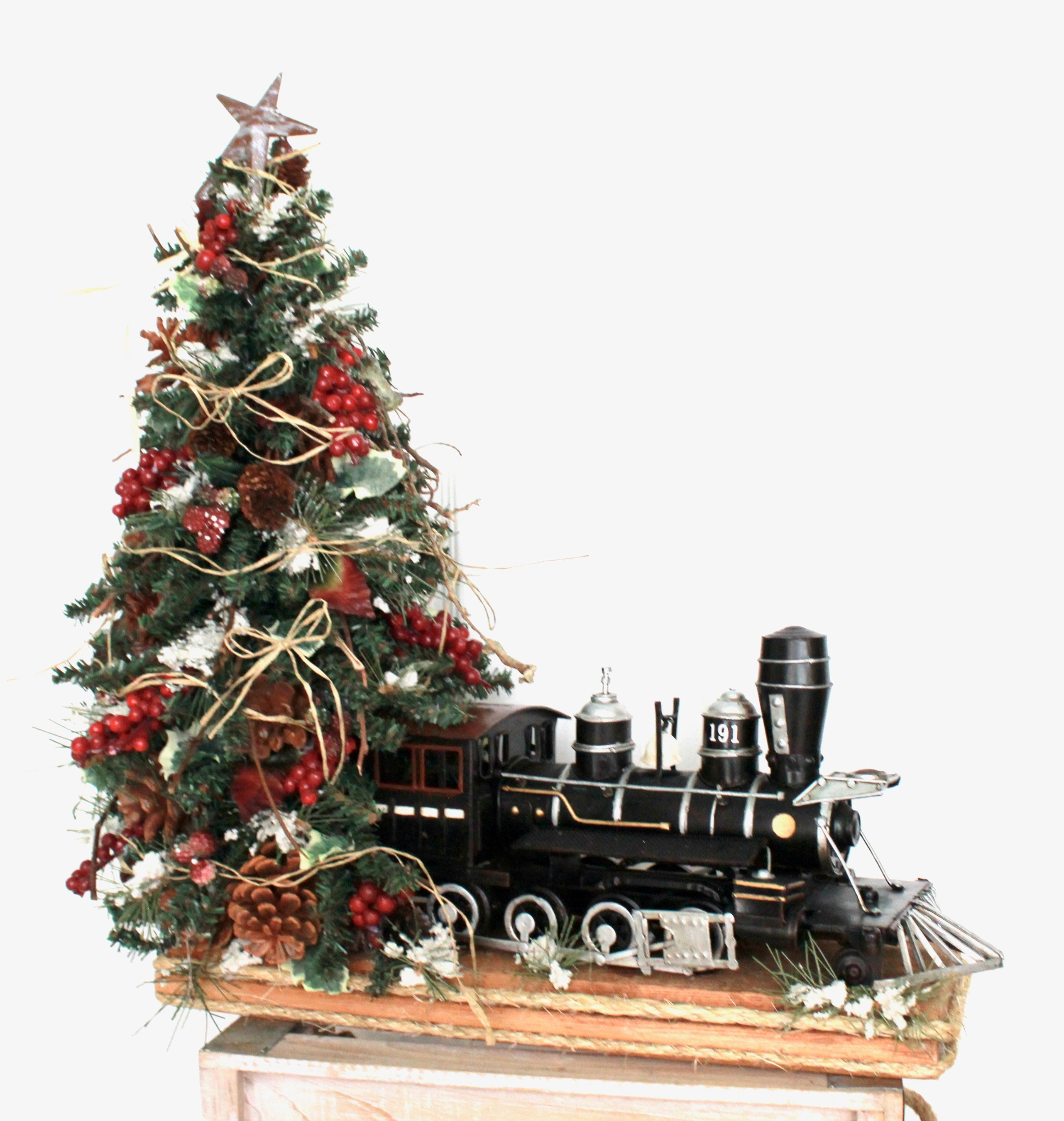 Artificial Tabletop Christmas Tree Train Burgundy | Etsy