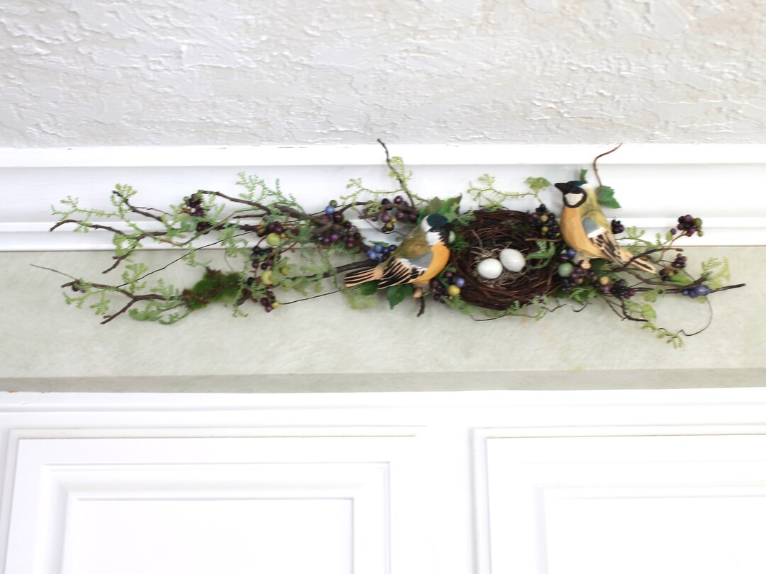 Silk Floral Festoon - 2 Birds | Nest (F22-70) - Etsy