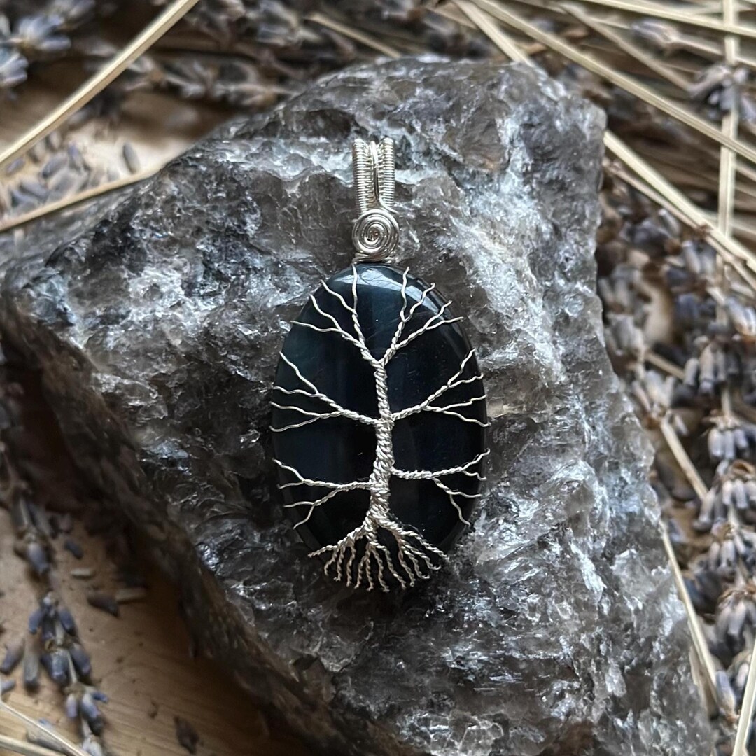Blue Tigers Eye - Tree of Life - Wire Wrapped Necklace - Etsy