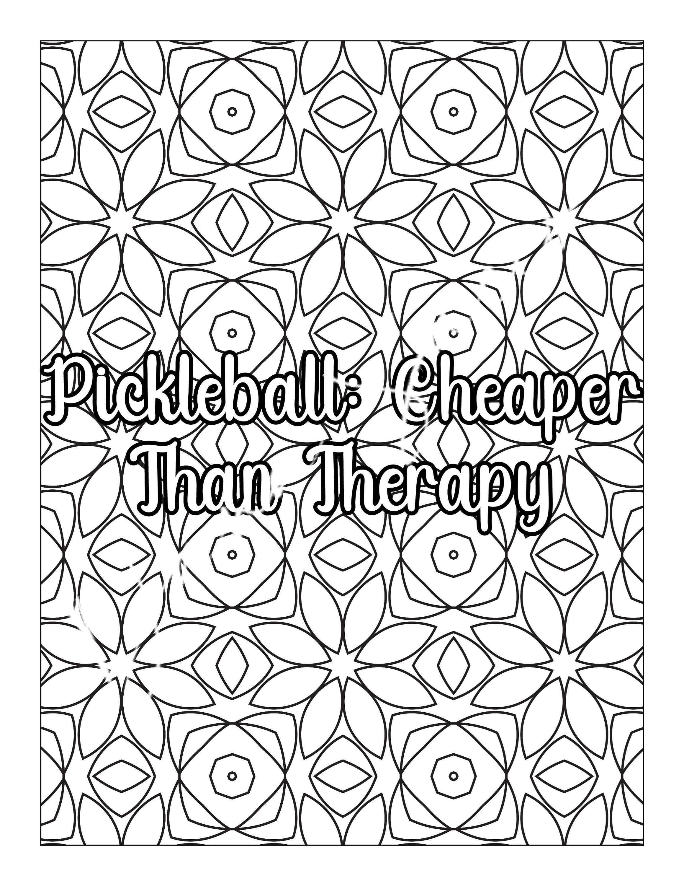 Instant Download 50 Pages Pickleball Fun Adult Coloring Pages, Digital ...