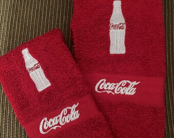 Coca Cola Inspired Logo Red Kitchen Towel Set Coca Cola 2 Piece ...