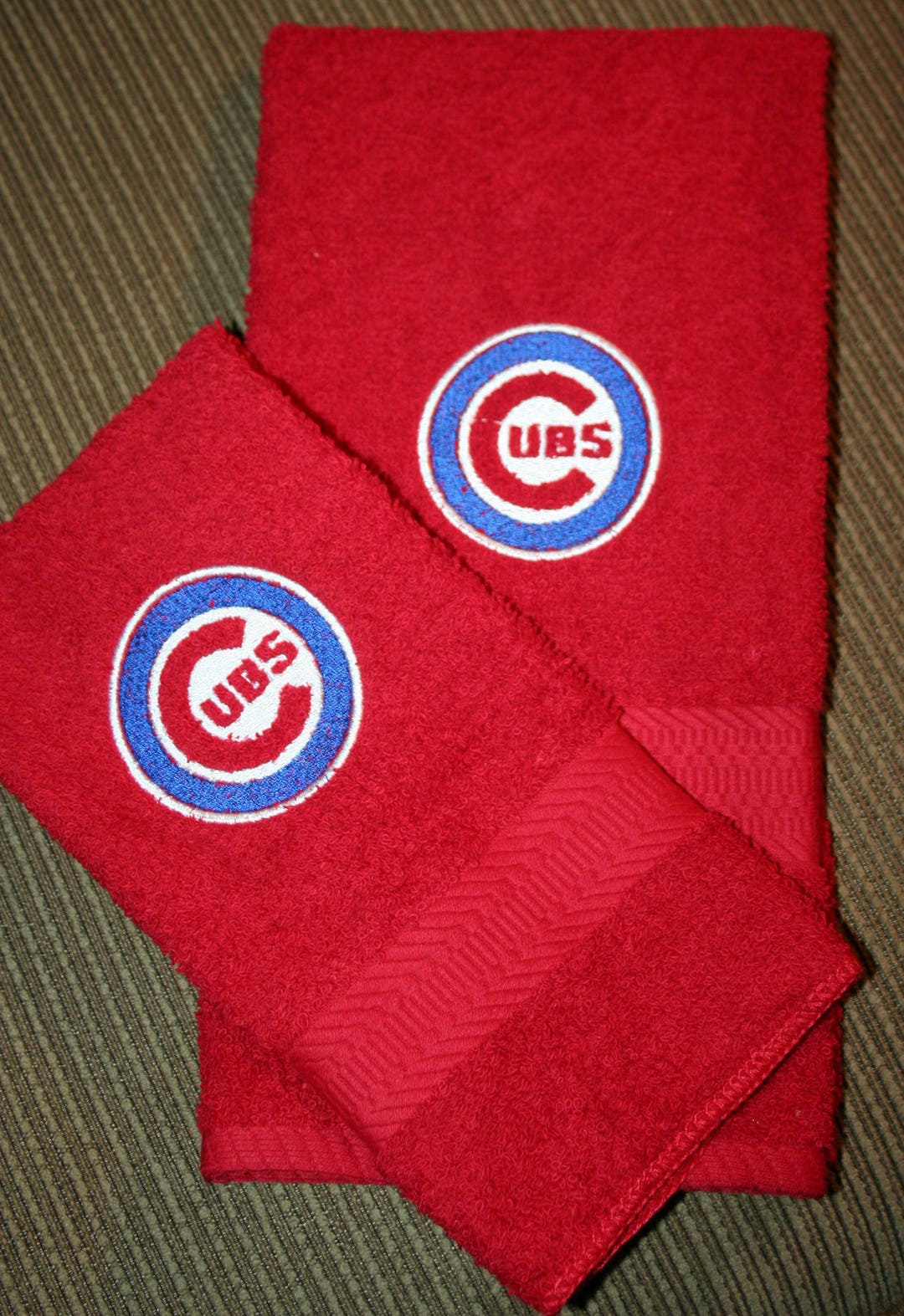 2pc Set chicago Cubs Inspired 1 Red Hand/dish Towel and 1 Wash/dish ...