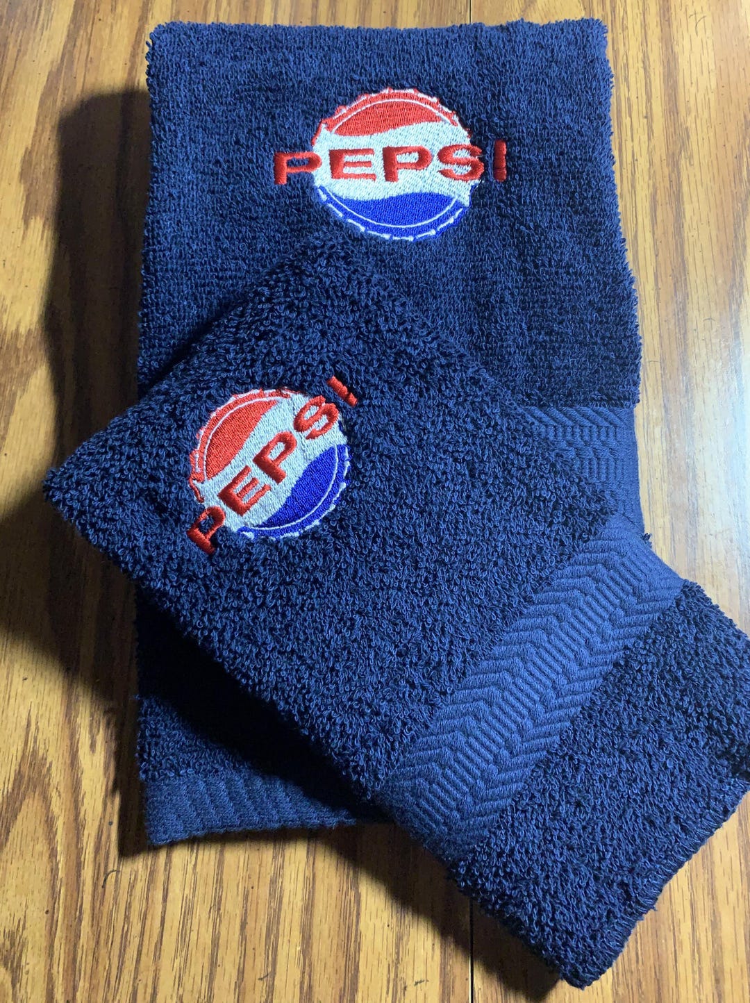 Pepsi Cap Inspired Logo Design Navy Hand Towel and Washcloth W/red ...