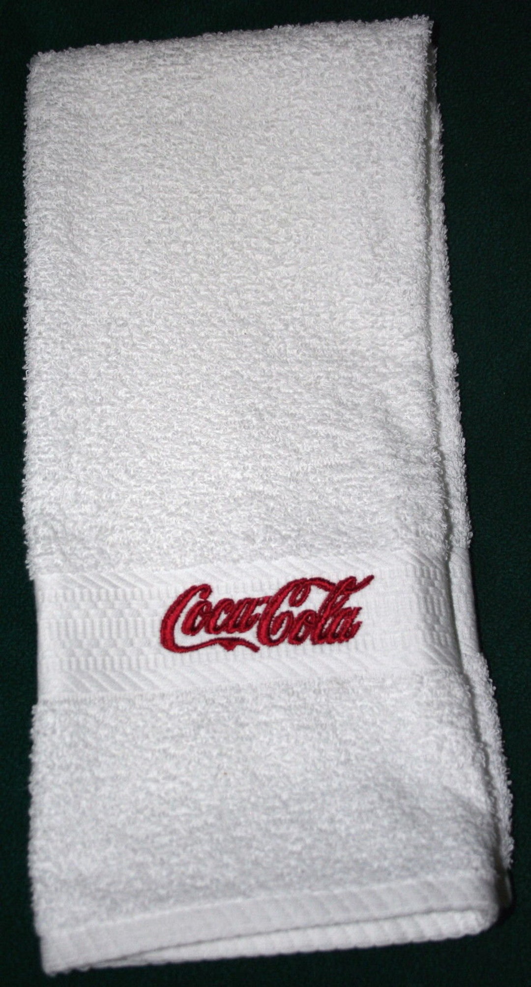 1 "coca Cola Inspired" Embroidered White Hand Towel With Red Thread - Etsy