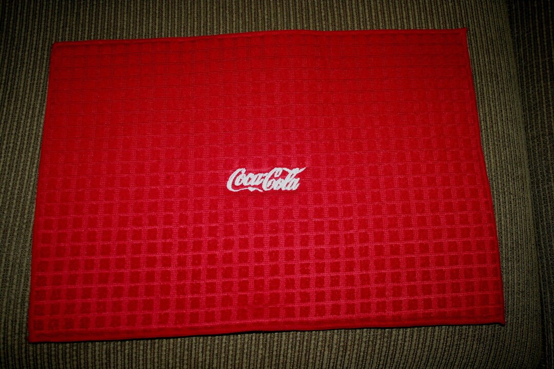 Coca Cola Inspired Red Dish Mat W/white Thread for Logo Embroidered - Etsy