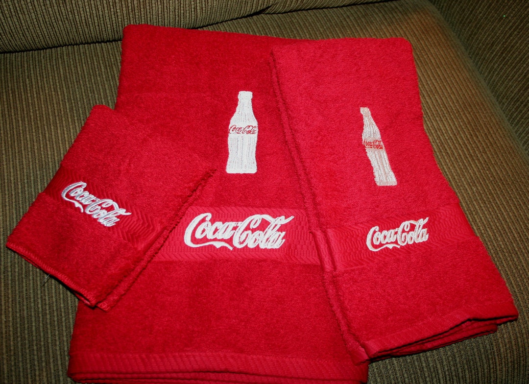 Coca Cola Inspired Bottle3pc Red Bath Set-1 Bathtowel,1 Handtowel,1 ...