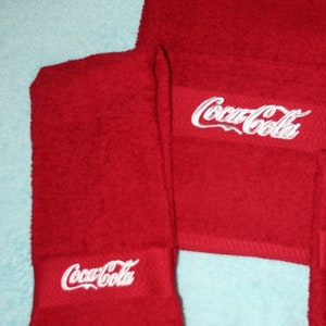 Bath Towel & Hand Towel "coca Cola Inspired" Embroidered - Etsy