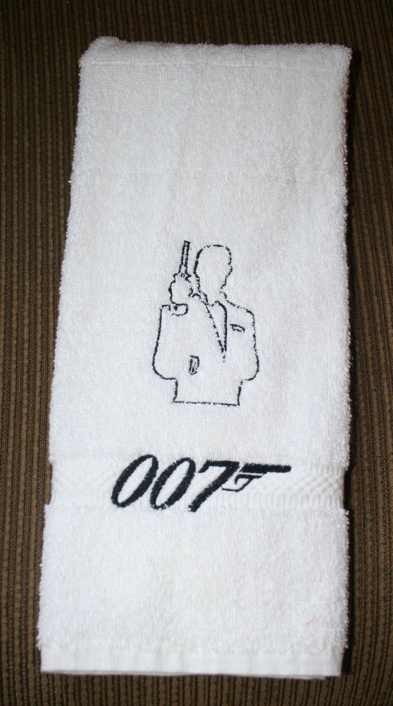 James bond Inspired Bust W/007 White Hand Towel W - Etsy
