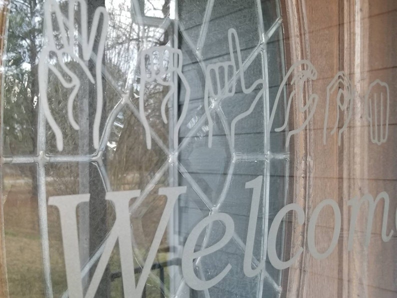 ASL Welcome Door Sign Decal Frosted Glass Vinyl 11×17 Sign Language - Etsy