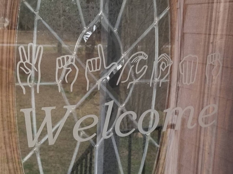 ASL Welcome Door Sign Decal Frosted Glass Vinyl 11×17 Sign Language - Etsy