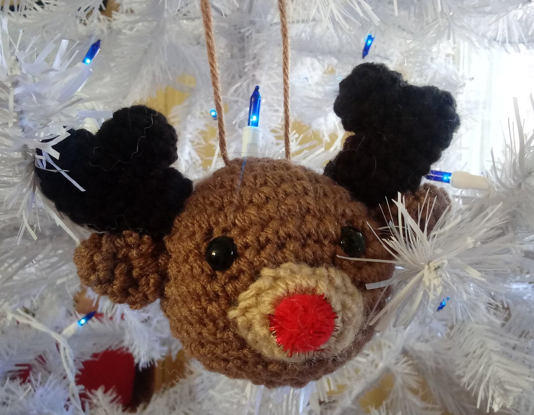 Rudolph the Red Nosed Reindeer Amigurumi Crochet Ornament - Etsy