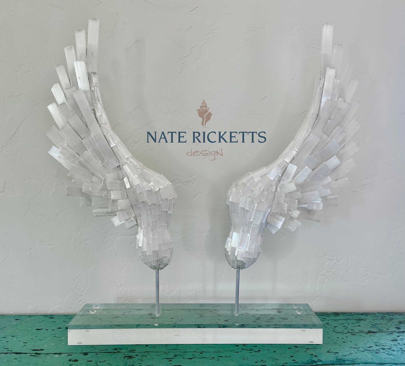 Selenite Crystal Angel Wings on Pedestals - Etsy