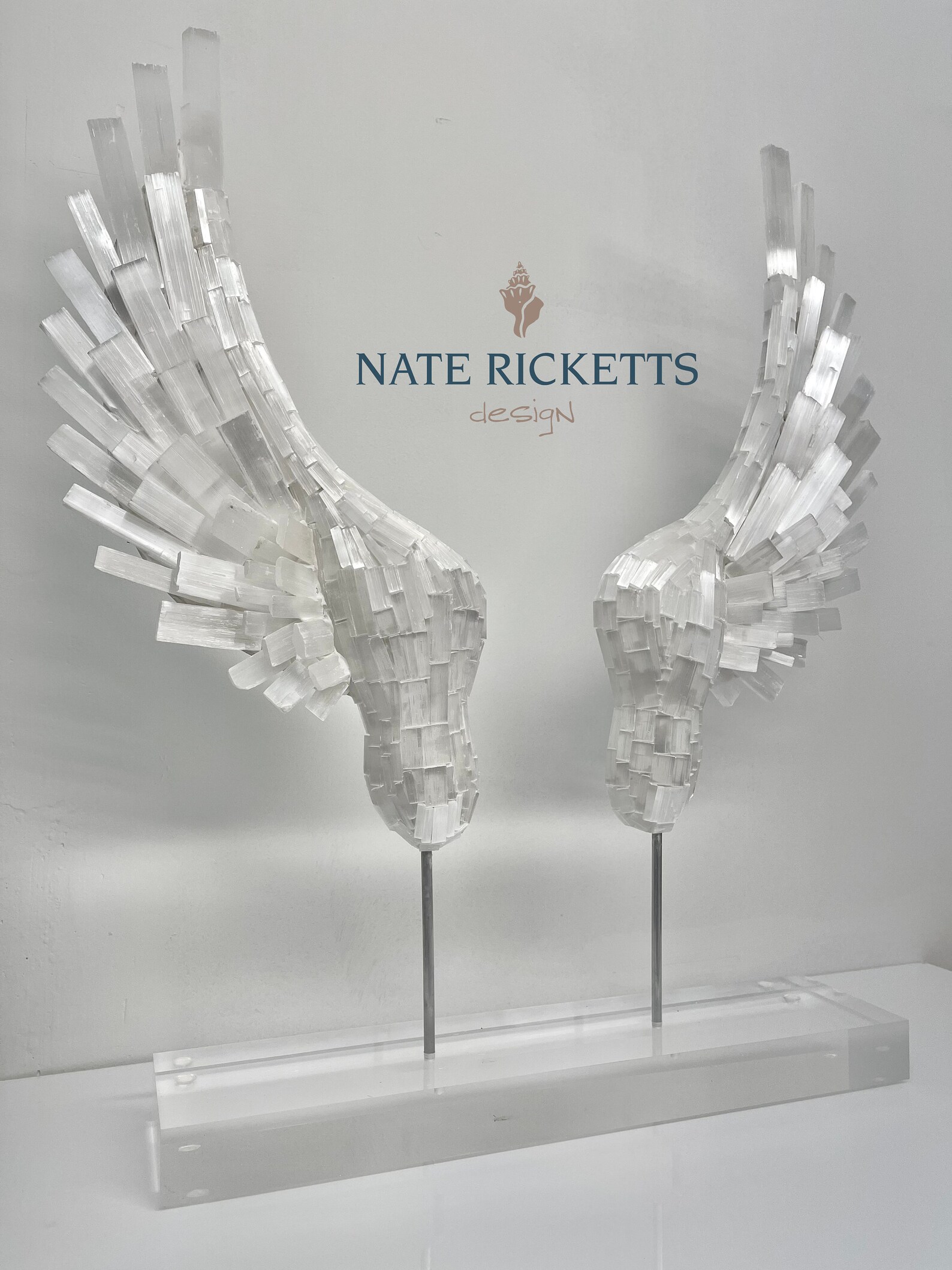 Selenite Crystal Angel Wings on Pedestals - Etsy
