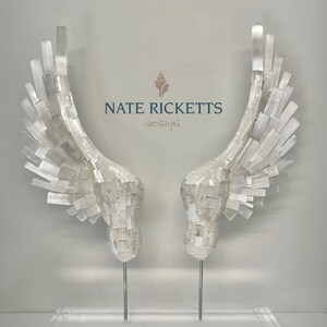 Selenite Crystal Angel Wings on Pedestals - Etsy