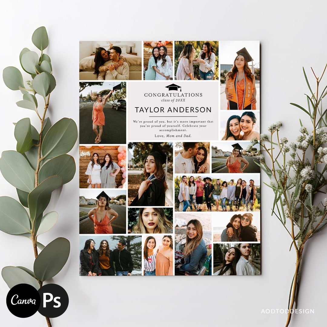 Senior Yearbook Ad Template, Graduation Photo Collage, Senior Grad ...