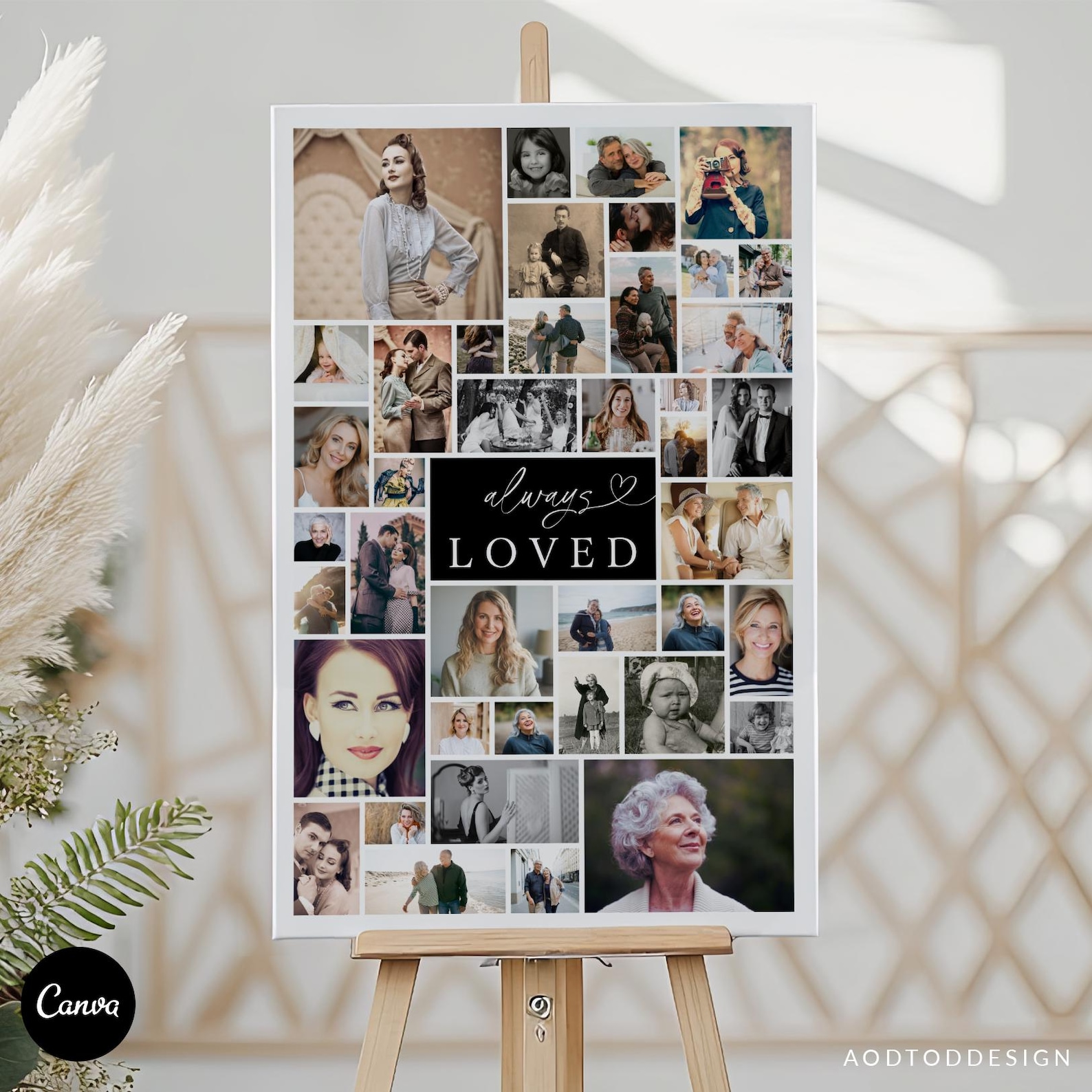 Celebration of Life Photo Collage Set, Heart-shaped Funeral Poster ...