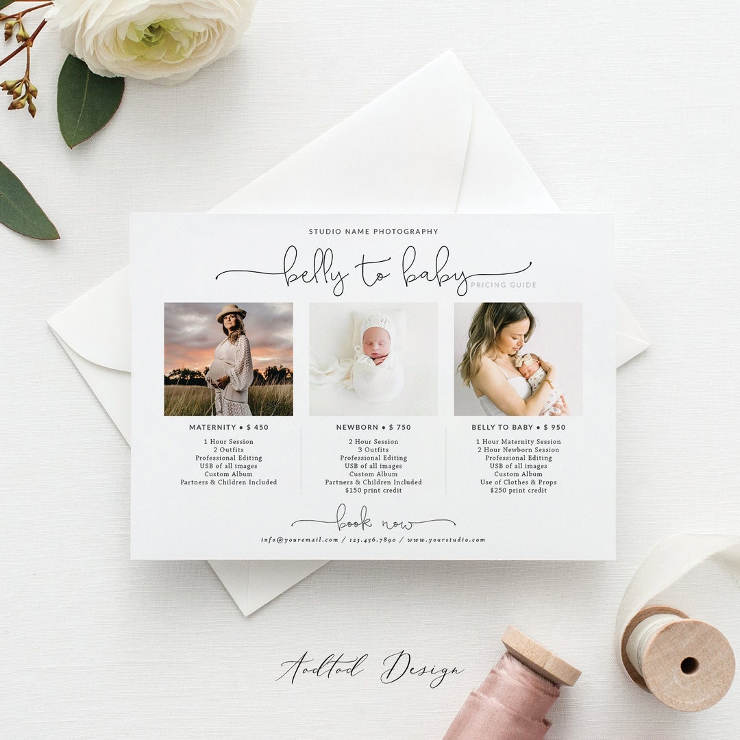Photography Pricing Template, Belly to Baby, Price Guide List for ...