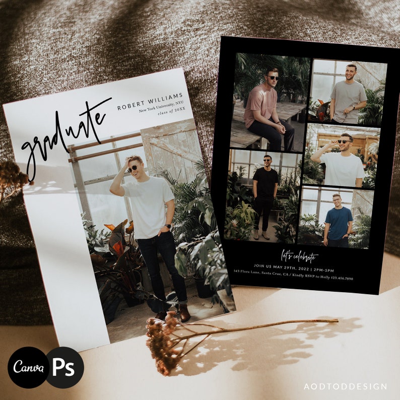 Modern Graduation Announcement, Grad Invite Card, Senior Graduation ...