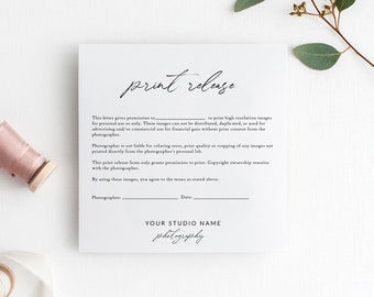 Photography Print Release Form for PHOTOSHOP and WORD - Etsy