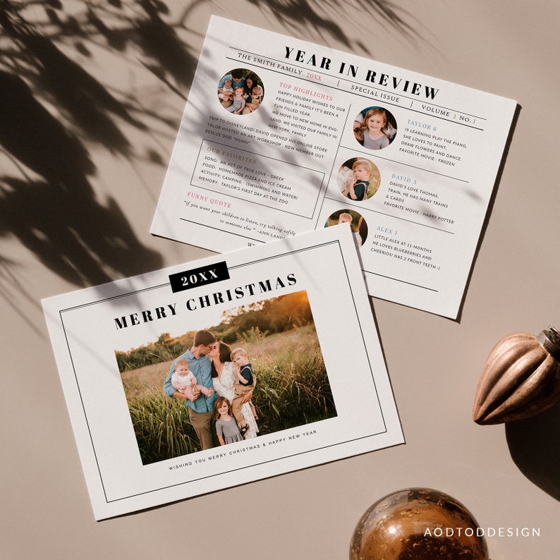 Year in Review Christmas Card Templatefor 3 Kids Happy - Etsy