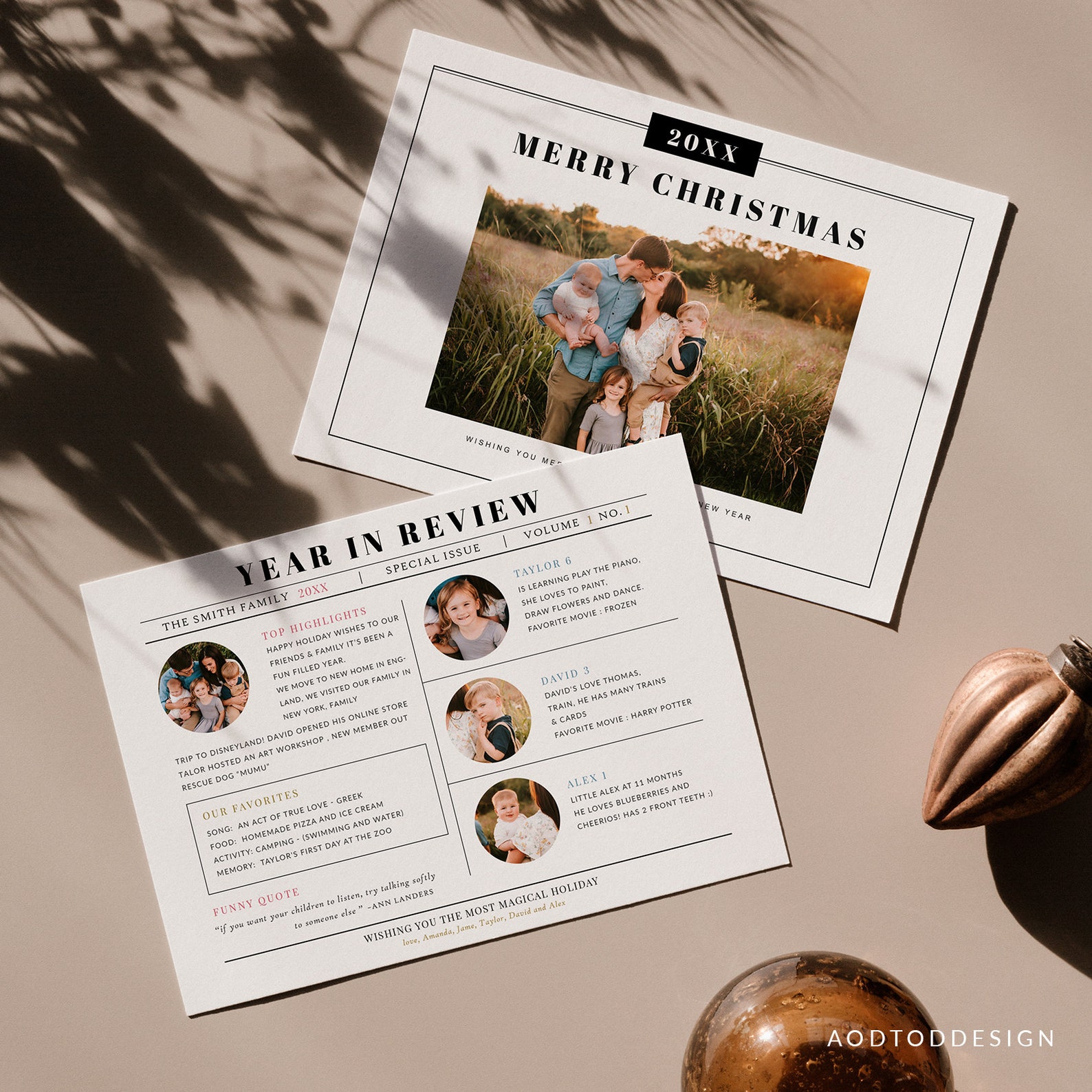 Year in Review Christmas Card Templatefor 3 Kids Happy - Etsy