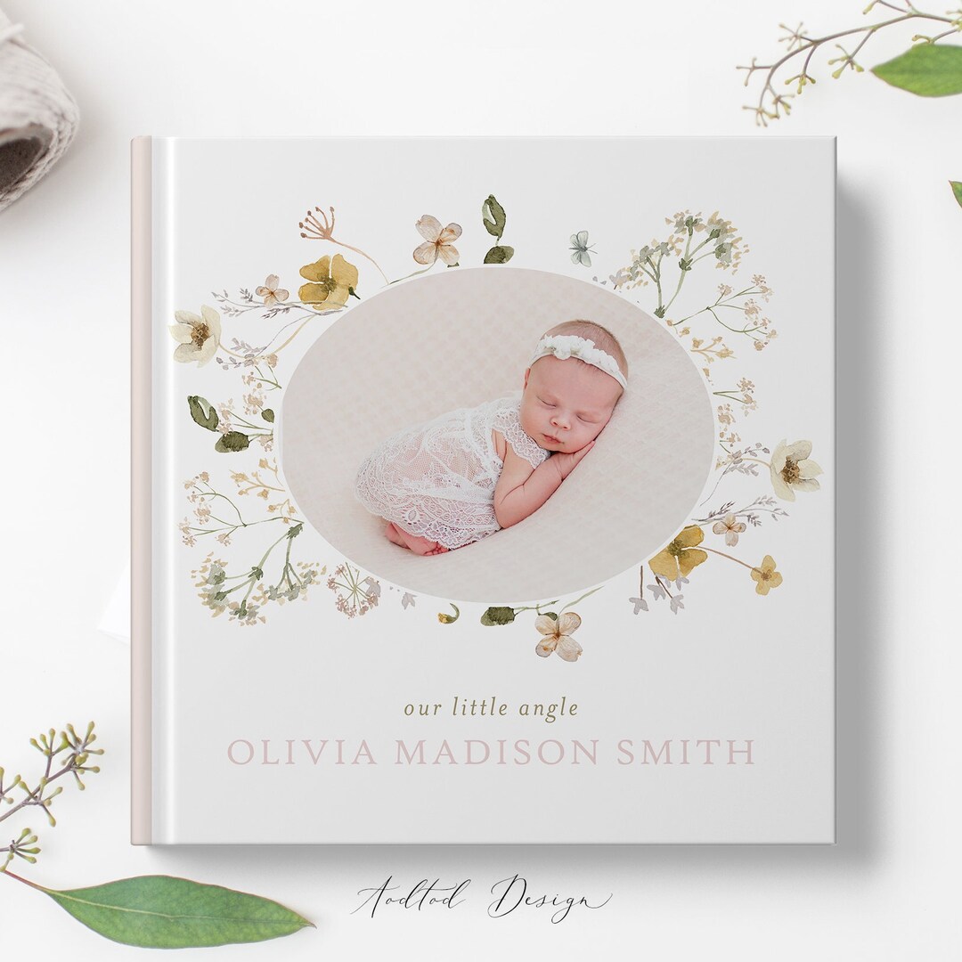 Newborn Photo Album Template, Baby's First Year Photo Book, Baby Book ...