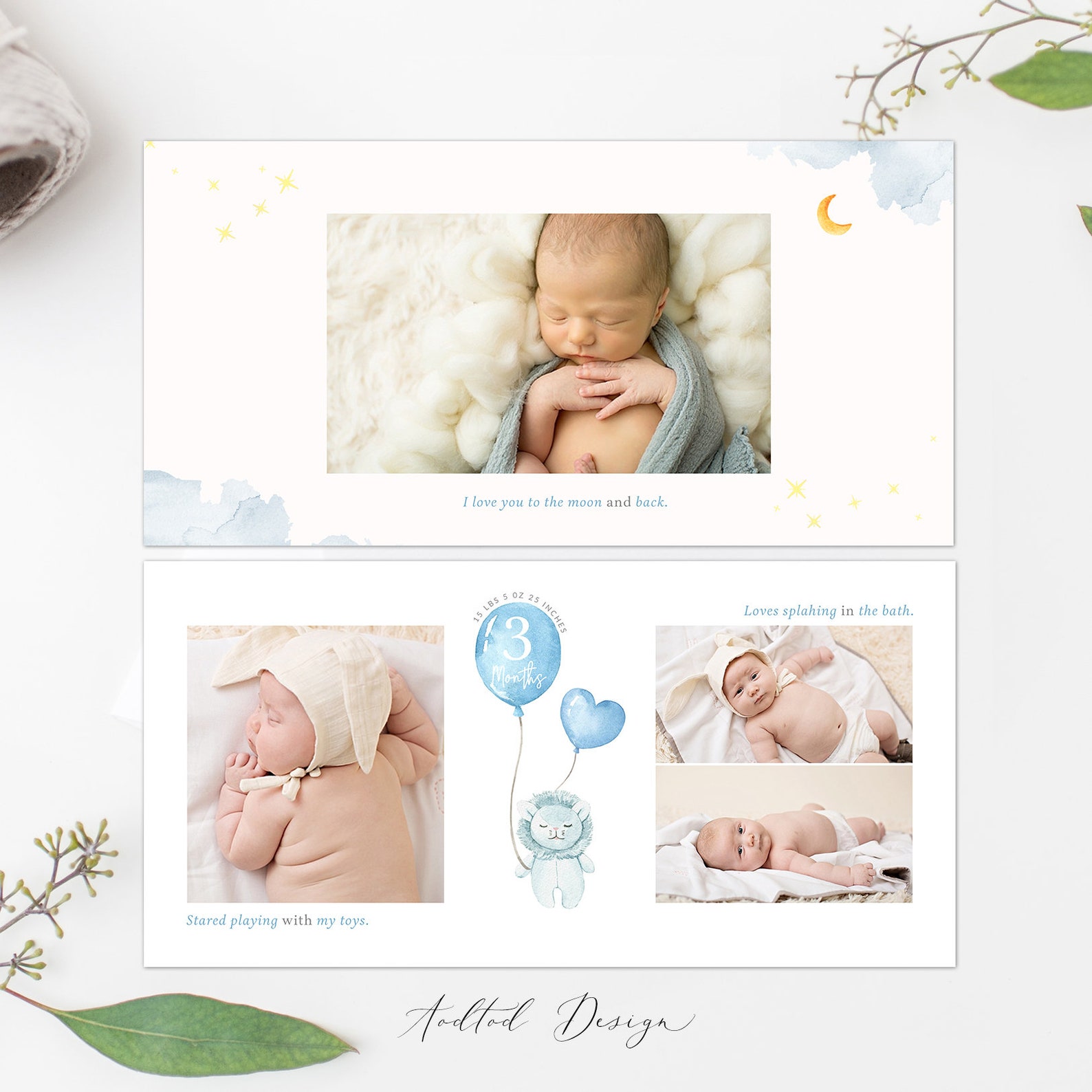 Newborn Boy Photo Album Template Baby's First Year Photo | Etsy