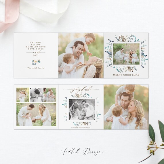 5x5 Trifold Design Christmas Card Photography Template | Etsy