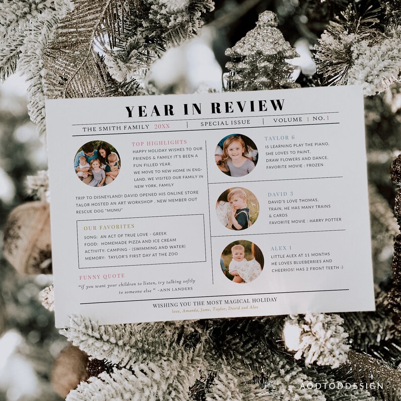 Year in Review Christmas Card Templatefor 3 Kids Happy - Etsy