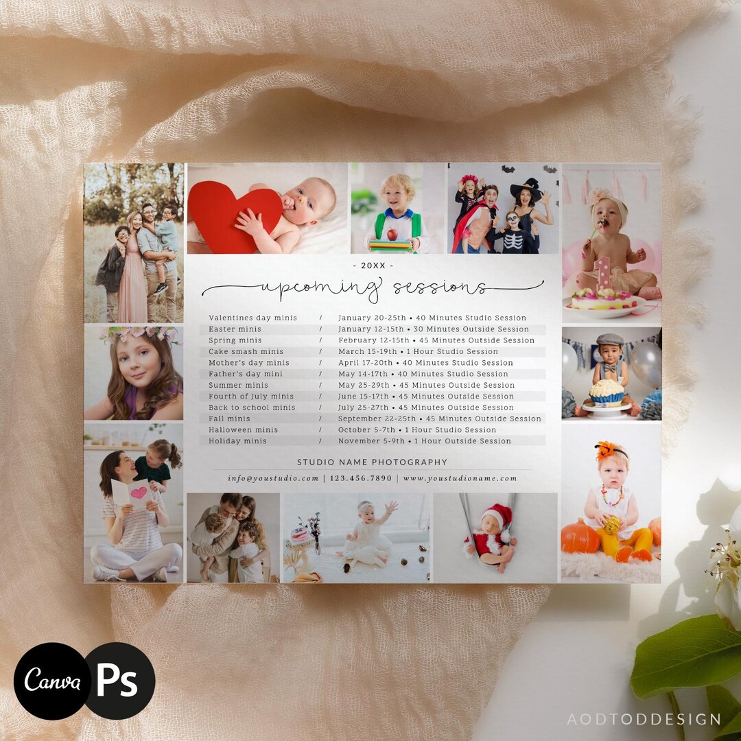 Editable Upcoming Sessions Template, Photography Mini Session Marketing ...