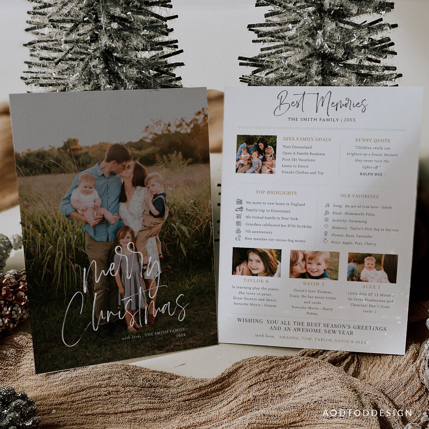 Year in Review Christmas Card Templatefor 3 Kids Happy - Etsy