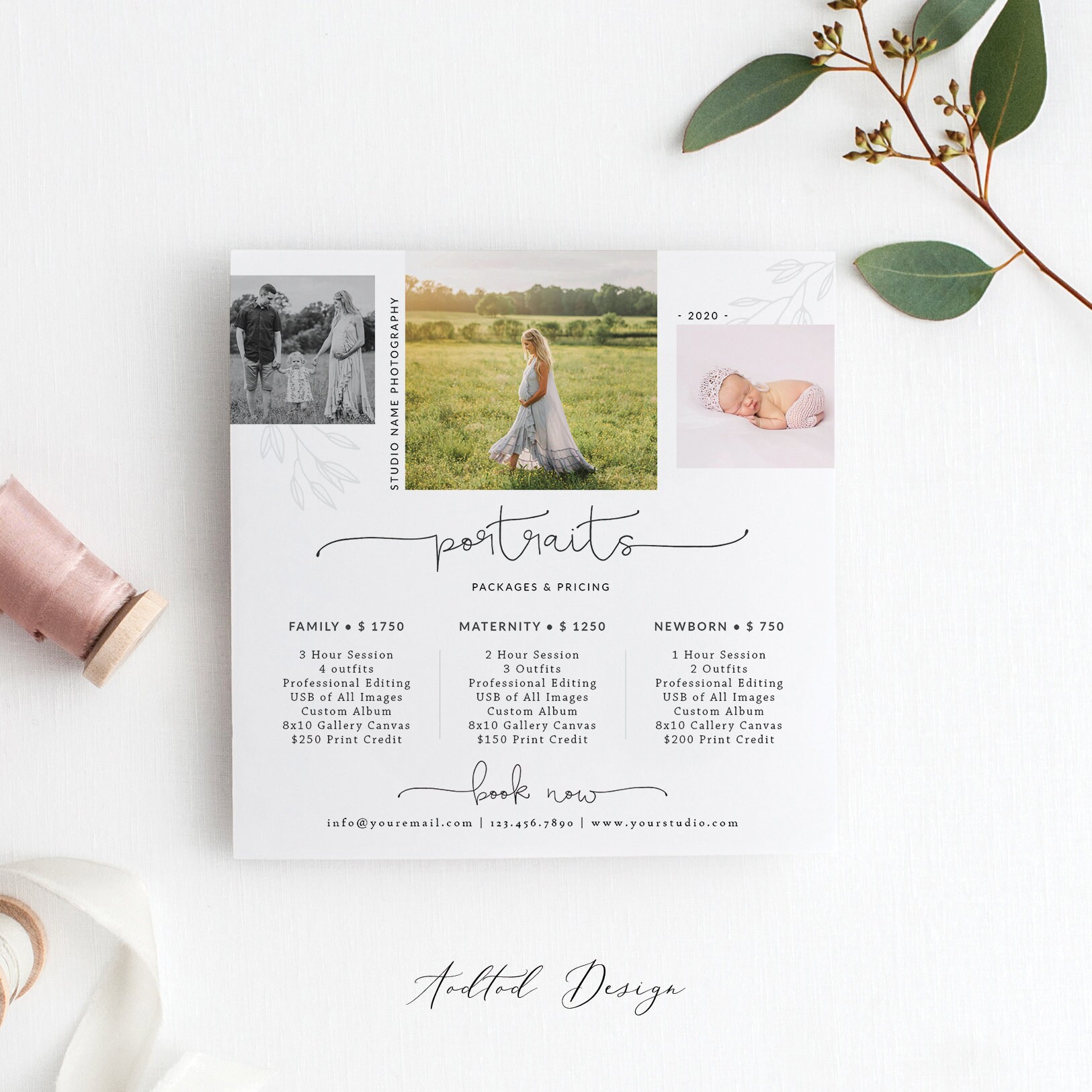 Portrait Photography Pricing Template Price Guide List for | Etsy