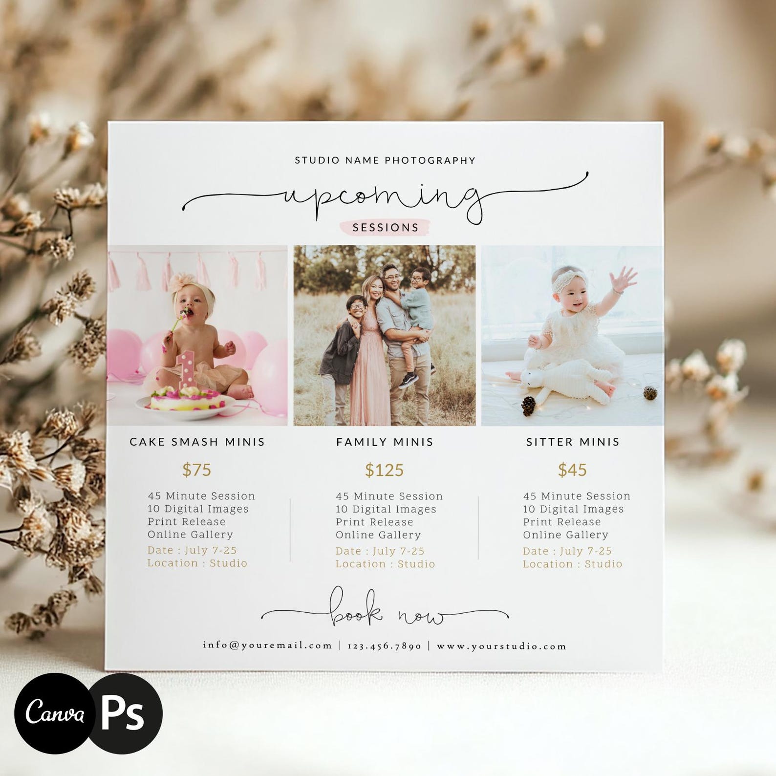 Editable Upcoming Sessions Template, Photography Mini Session Marketing ...