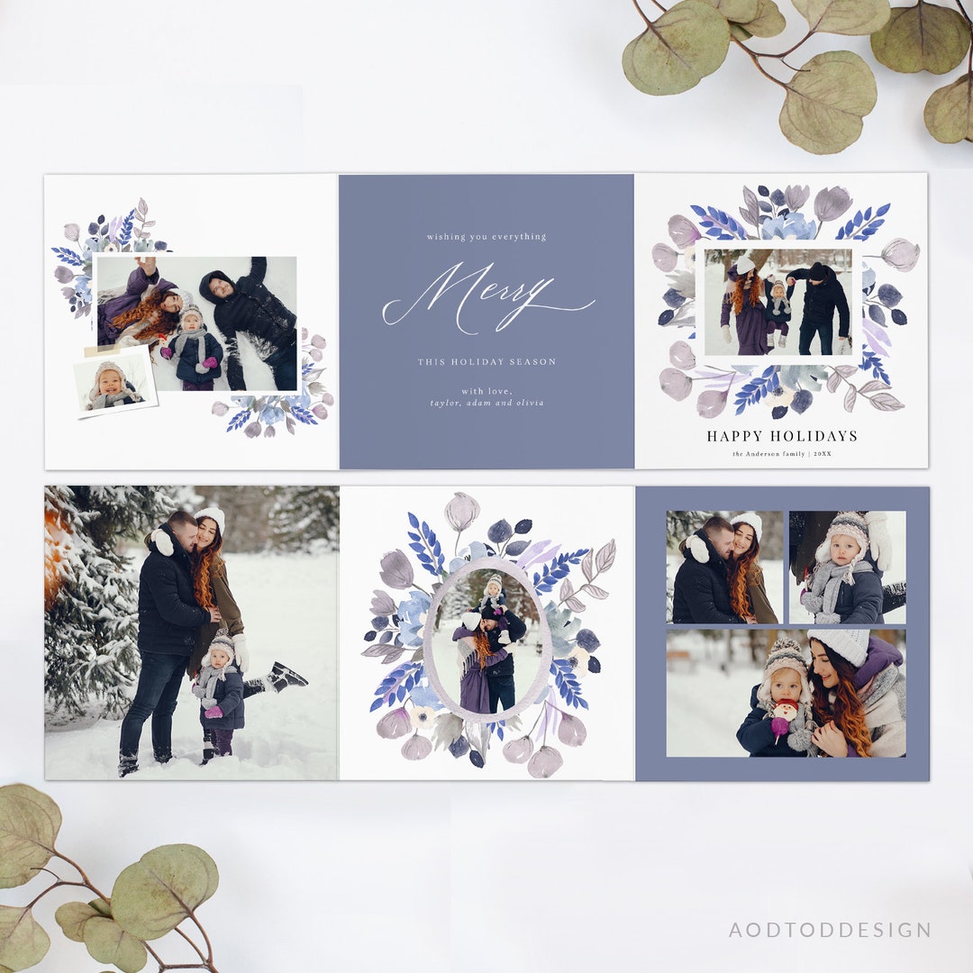 5x5 Trifold Design Christmas Card Photography Template, Holiday Card ...