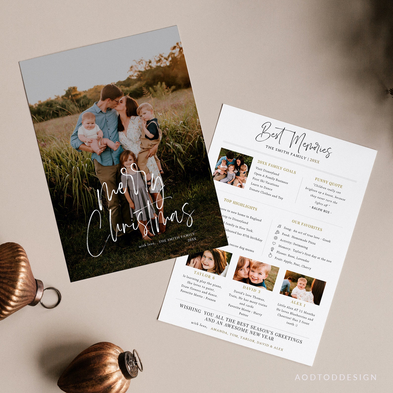 Year in Review Christmas Card Templatefor 3 Kids Happy - Etsy