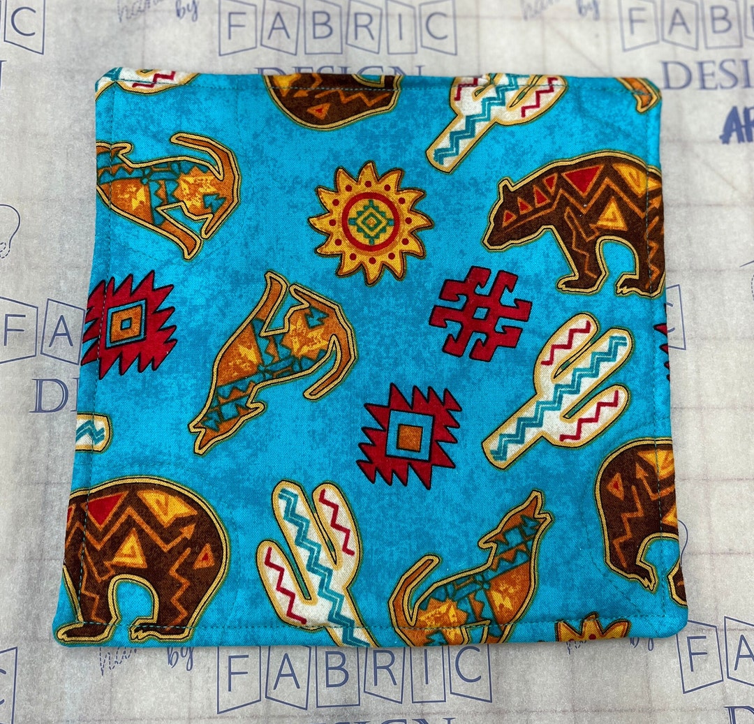 8x8" Potholder Aztec Southwest Cactus Bears Santa Fe Sun Sunshine ...