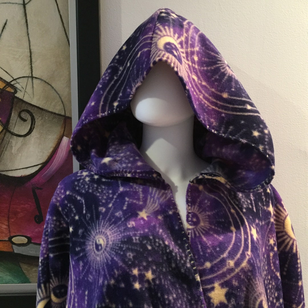 Celestial Constellation Purple and Gold Fleece Halloween Hooded Cloak ...