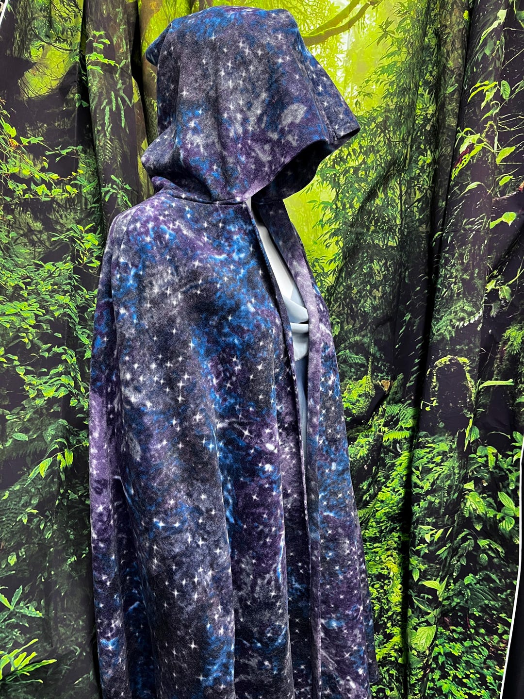Celestial Fleece Halloween Hooded Cloak: Galaxy Stars, Witchy Cosplay ...