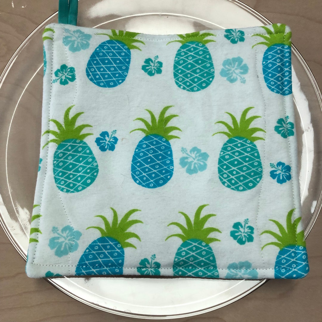 Potholder, Vintage 1950s Retro Tropical Turquoise Blue Pineapple ...