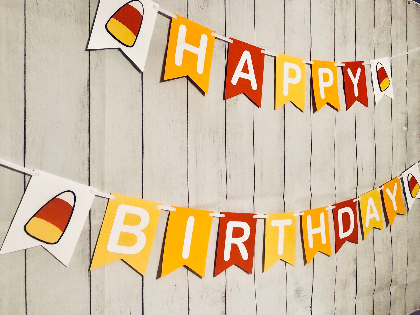 Candy Corn Birthday Banner Candy Corn Banner October | Etsy